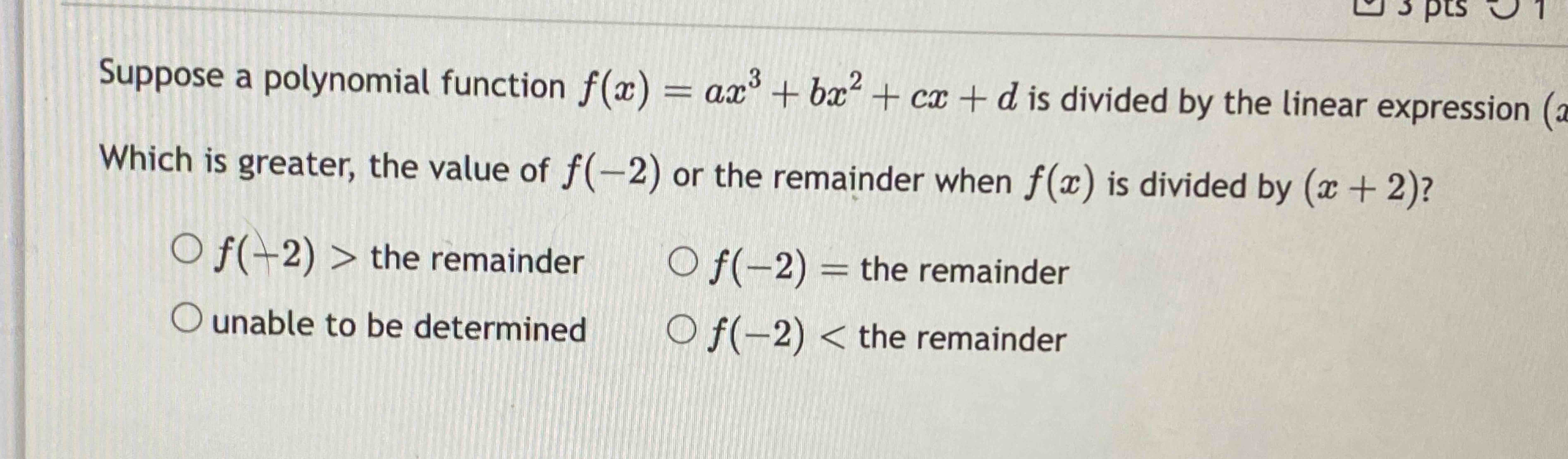 Solved Suppose a polynomial function f(x)=ax3+bx2+cx+daWhich | Chegg.com