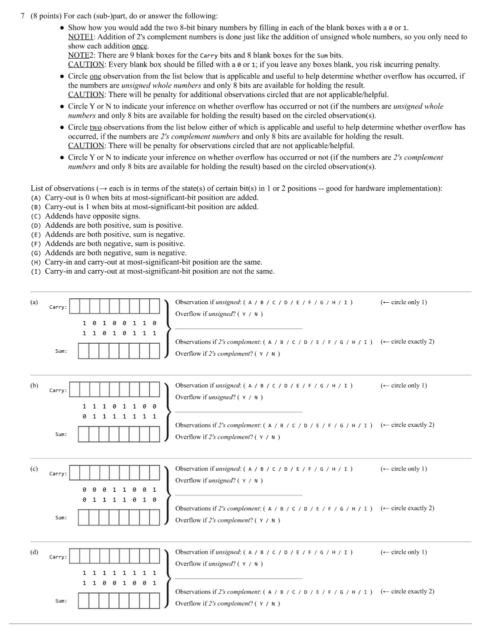 Solved 7 8 Points For Each Sub Part Do Or Answer The 