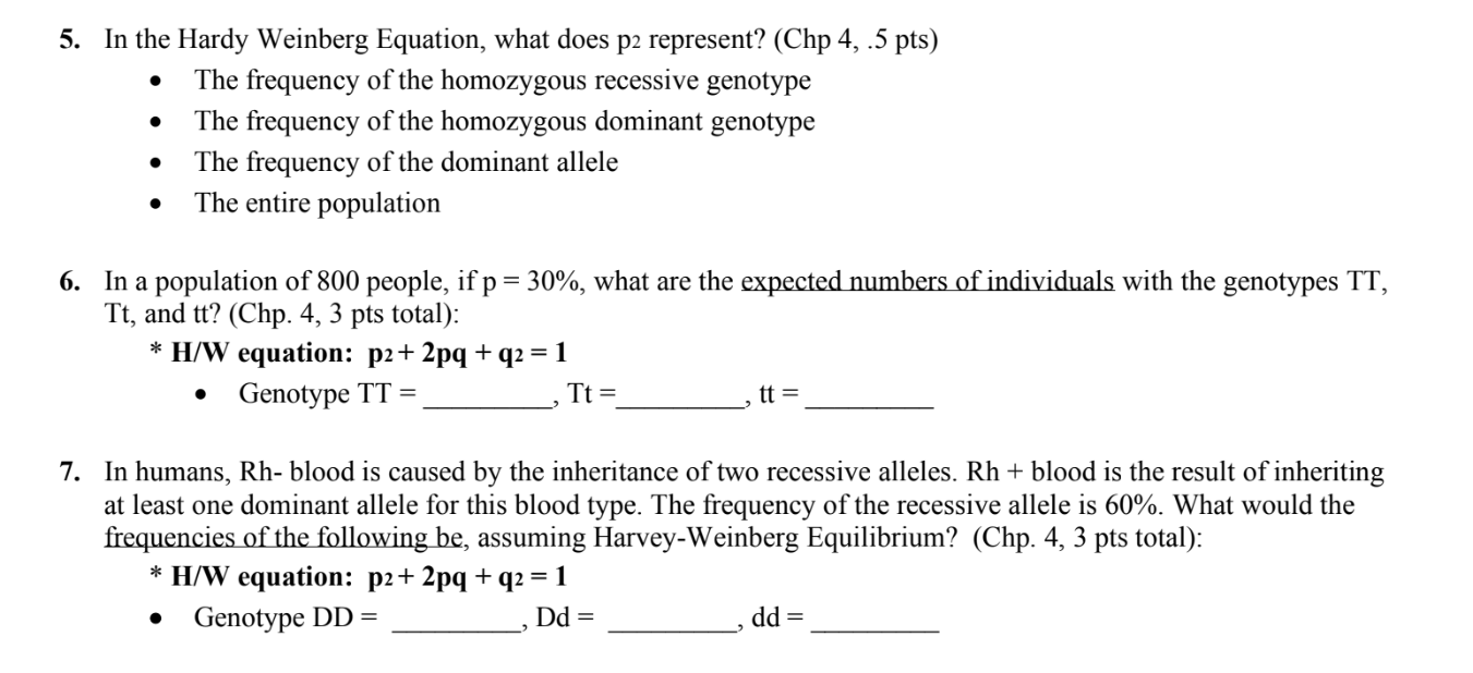 Solved 5 In The Hardy Weinberg Equation What Does P2 Chegg Solved 5 In The Hardy Weinberg Equation What Does P2 Chegg