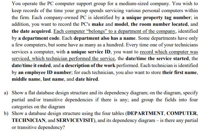 Solved You operate the PC computer support group for a | Chegg.com