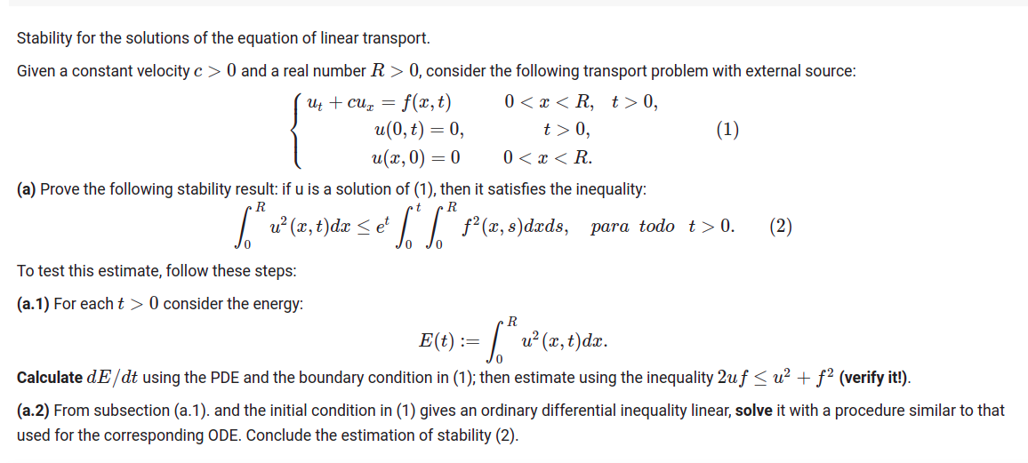 Solved = Stability for the solutions of the equation of | Chegg.com
