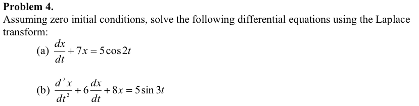 Solved Problem 4.Assuming zero initial conditions, solve the | Chegg.com