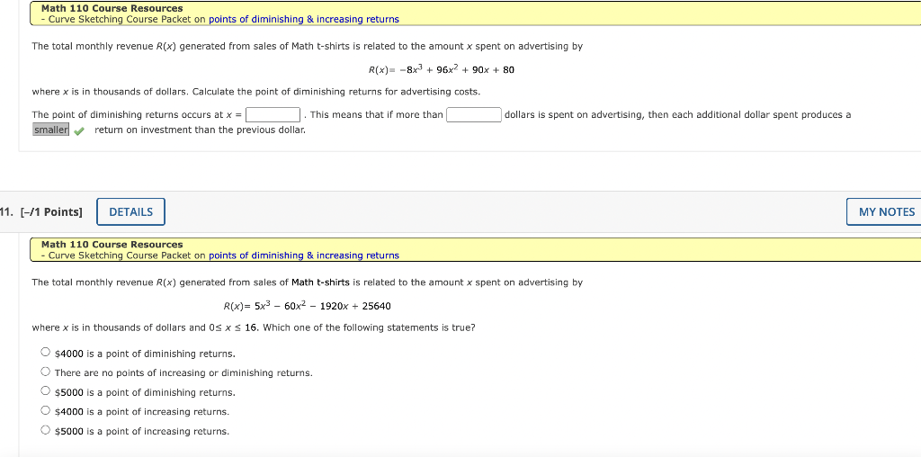 Solved Math 110 Course Resources Curve Sketching Course | Chegg.com