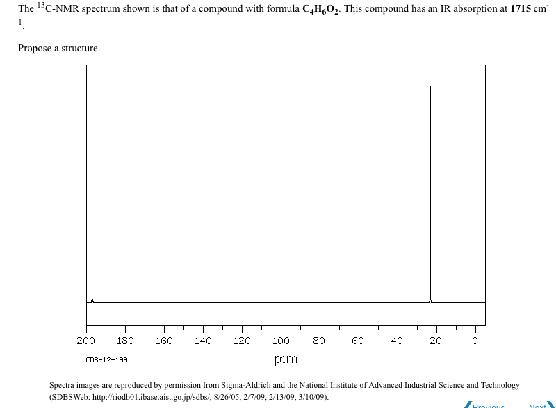 Solved The 1BC-NMR spectrum shown is that of a compound with | Chegg.com