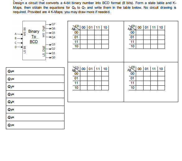 Solved Design a circuit that converts a 4-bit binary number | Chegg.com