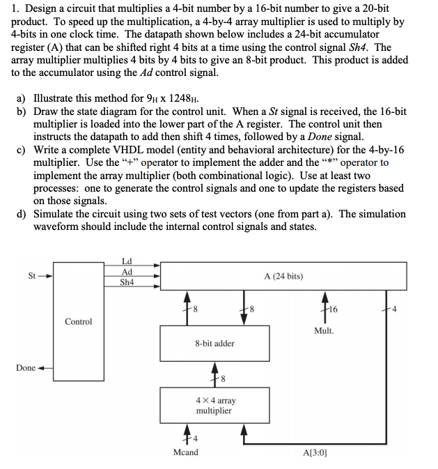 1. Design a circuit that multiplies a 4-bit number by | Chegg.com