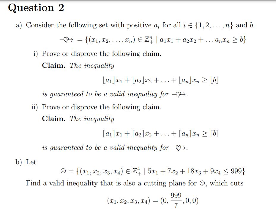 Solved Question 2aai ﻿for all iin{1,2,dots,n} ﻿and | Chegg.com