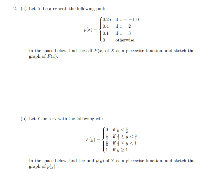 Solved 2. (a) Let X be a rv with the following pmf: | Chegg.com