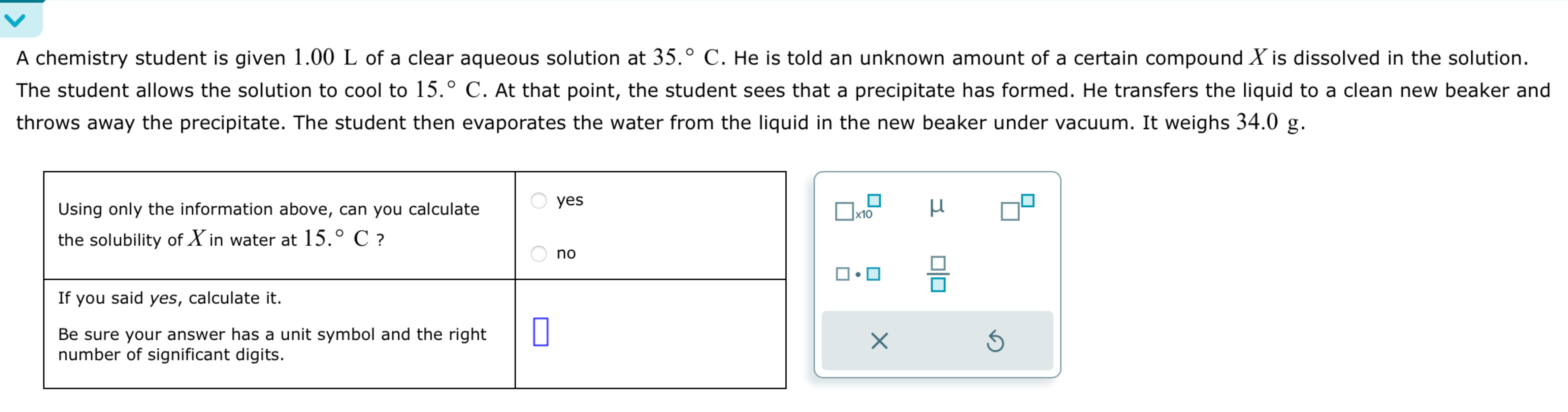 Solved A chemistry student is given 1.00L ﻿of a clear | Chegg.com