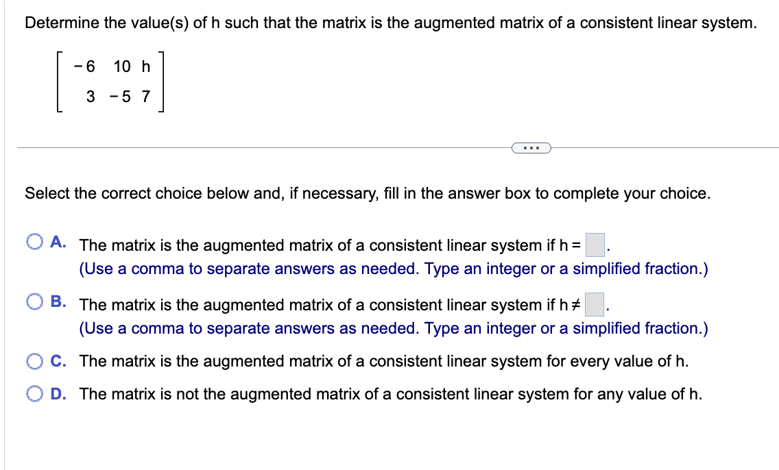 Solved Determine the value(s) of h such that the matrix is | Chegg.com