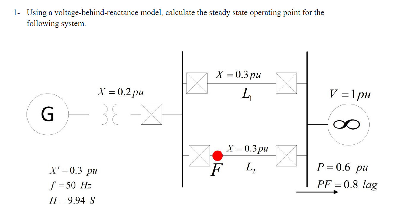 Solved 1. Using a voltage-behind-reactance model, calculate | Chegg.com
