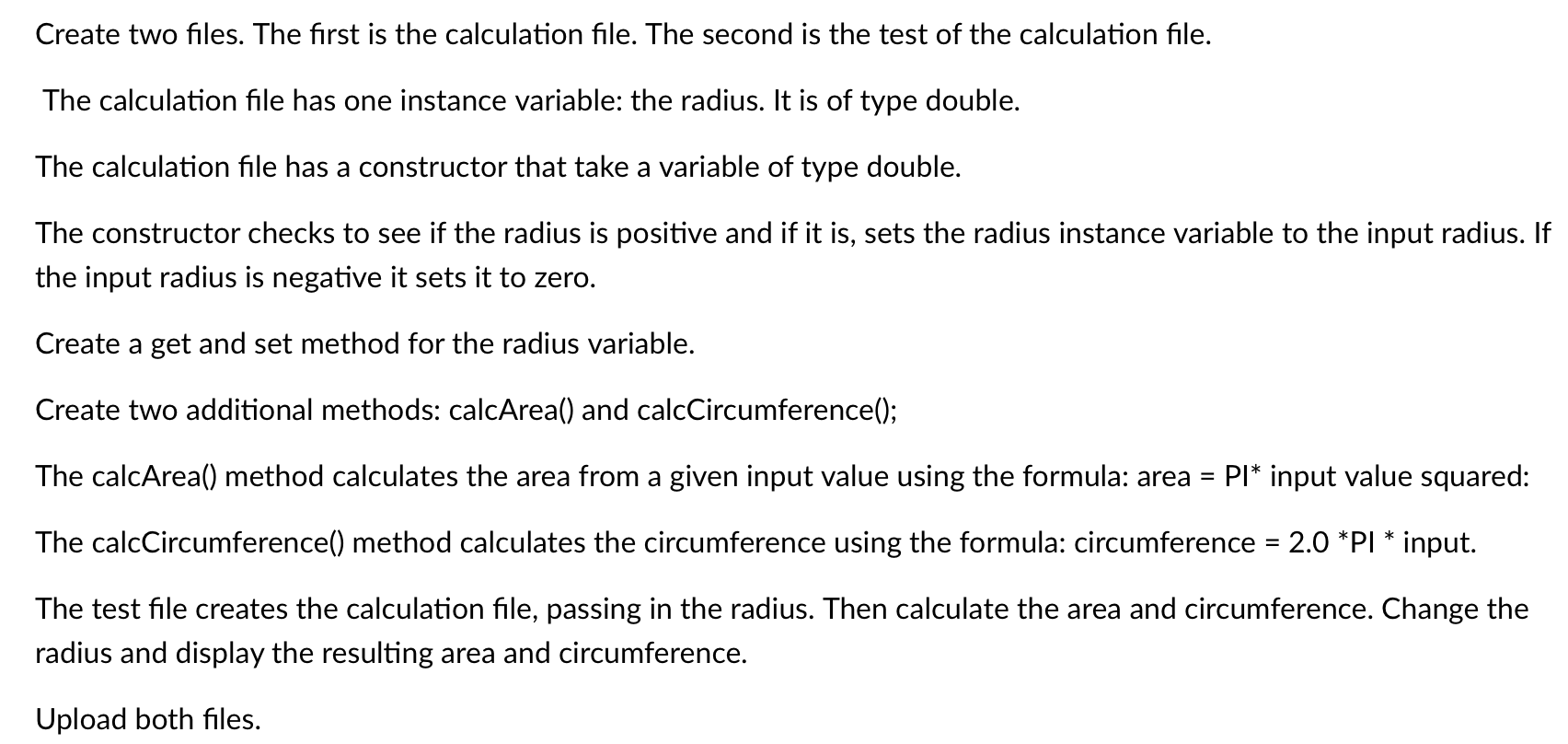 Solved Create two files. The first is the calculation file. | Chegg.com