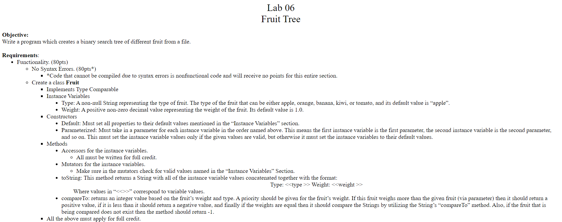 Solved Lab 06 Fruit Tree Objective Write A Program Which 