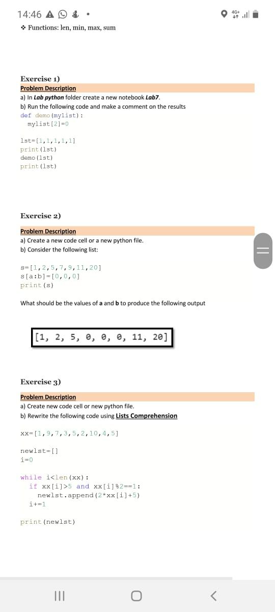 Solved 16+ .ll 14:46 A. Functions: len, min, max, sum | Chegg.com