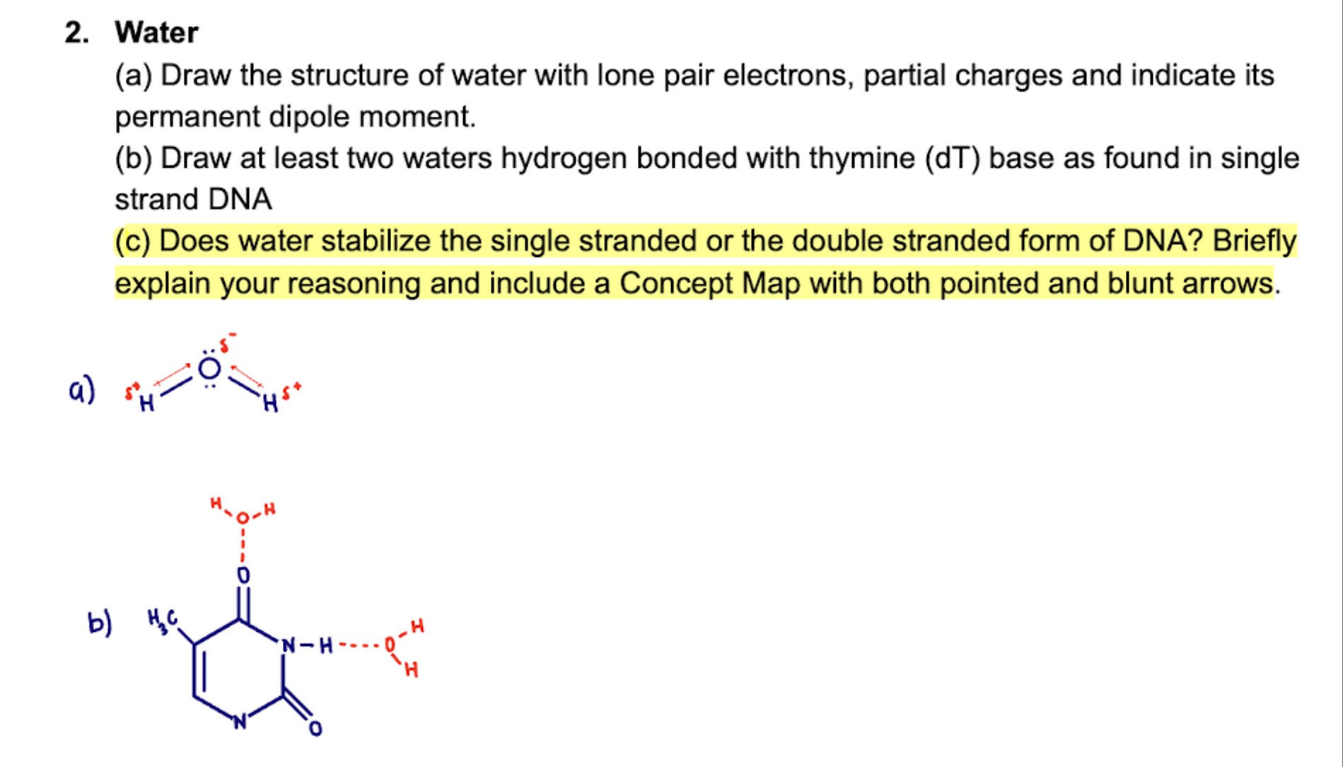 Solved Water(a) ﻿Draw the structure of water with lone pair | Chegg.com