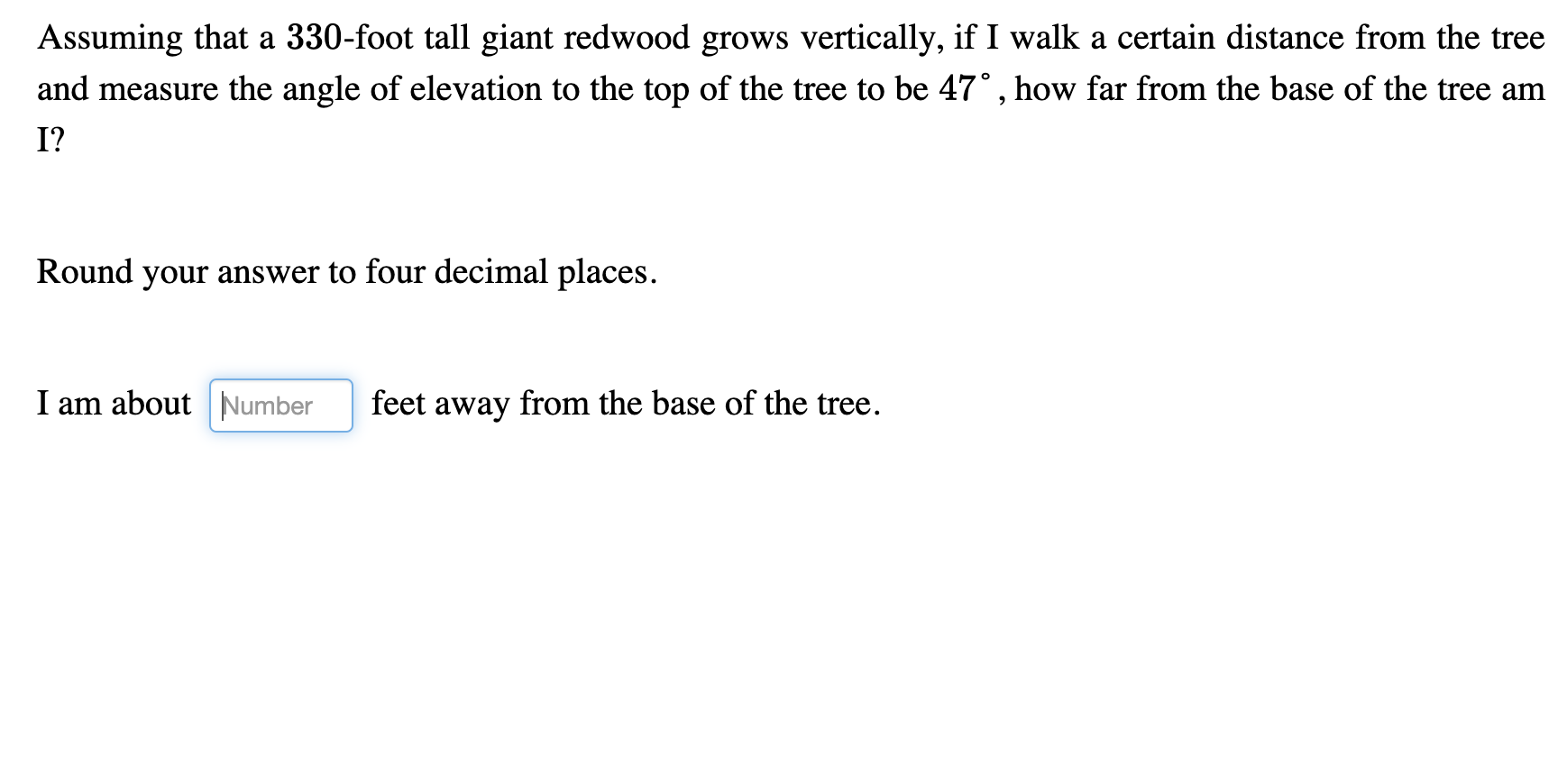Solved Assuming that a 330 -foot tall giant redwood grows | Chegg.com