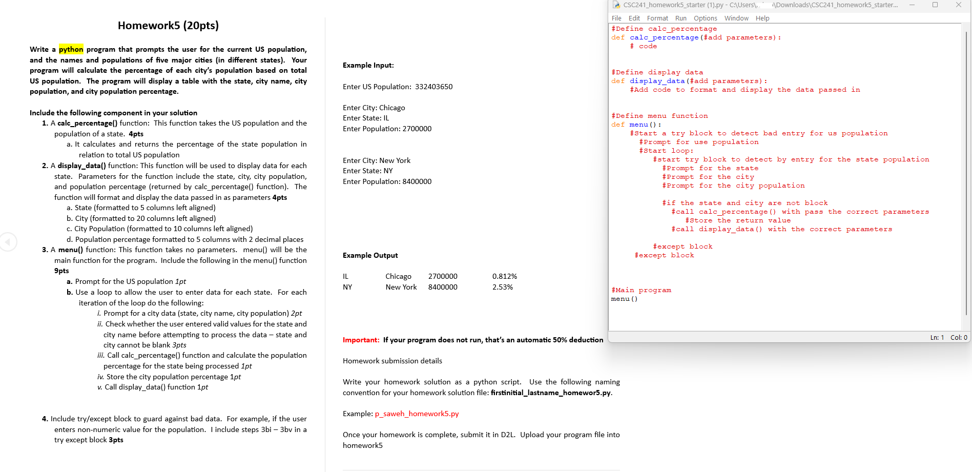 Solved Homework5 (20pts) File Edit Format Run Options Window | Chegg.com