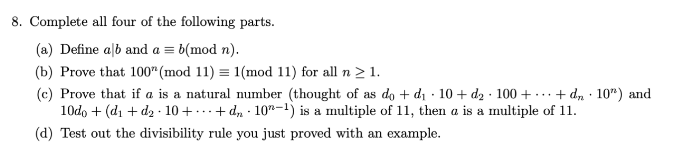 Solved Each of you will be exploring a divisibility rule | Chegg.com