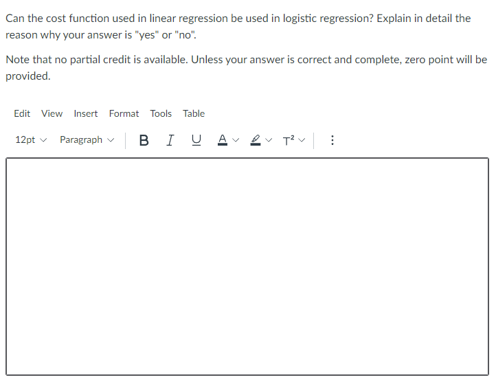 Solved Can the cost function used in linear regression be | Chegg.com