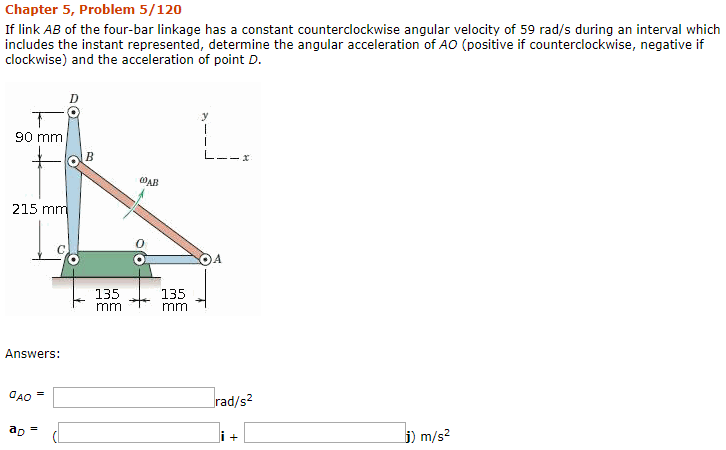 Solved Chapter 5, Problem 5/120 If link AB of the four-bar | Chegg.com Solved Chapter 5, Problem 5/120 If link AB of the four-bar | Chegg.com