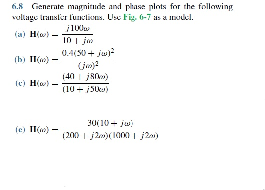Solved 6.8 Generate magnitude and phase plots for the | Chegg.com