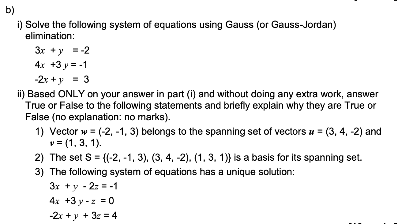 Solved i) Solve the following system of equations using | Chegg.com