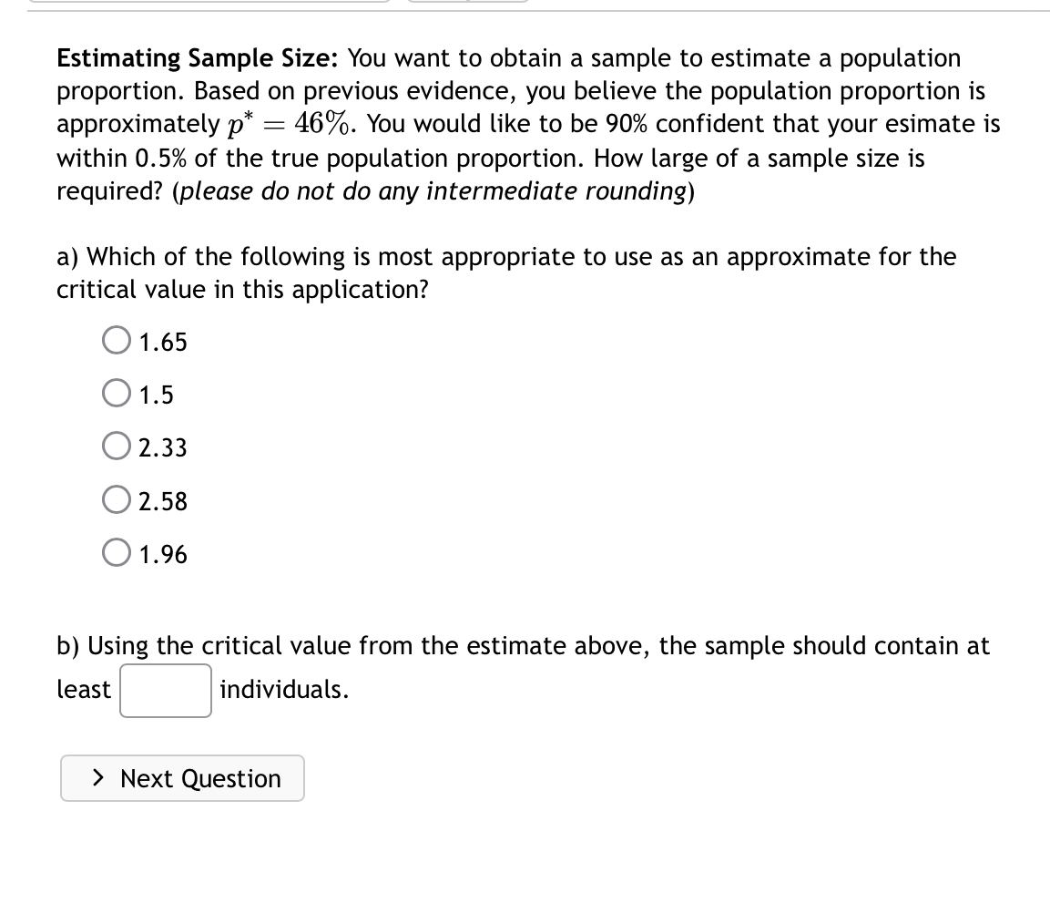Solved Estimating Sample Size: You want to obtain a sample | Chegg.com