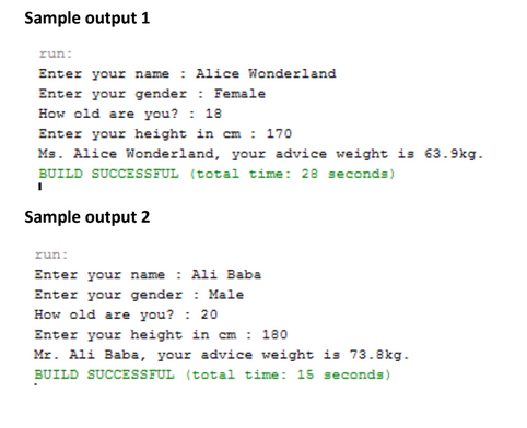Solved Write a program that displays the recommended weight | Chegg.com