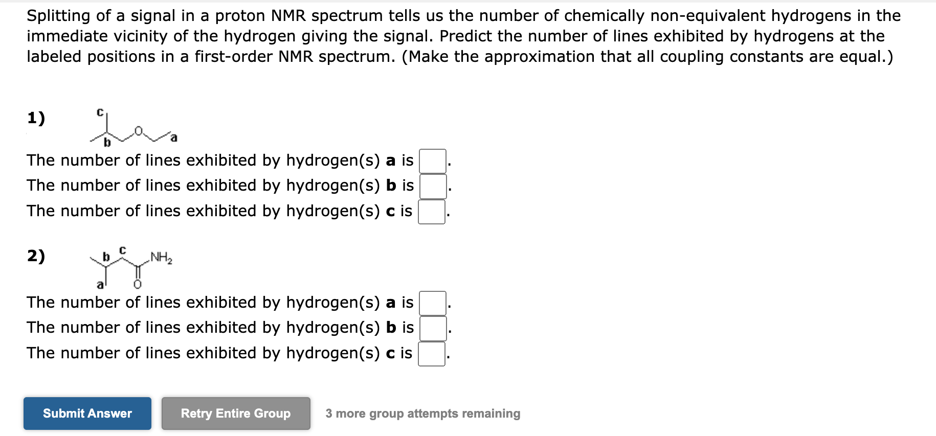 Solved Splitting of a signal in a proton NMR spectrum tells | Chegg.com