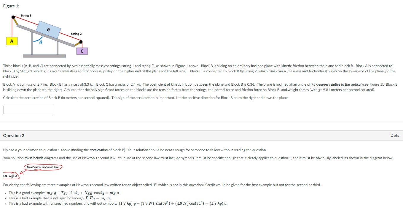 Solved Figure 1: String 1 B String 2 A с Three blocks (A, B, | Chegg.com