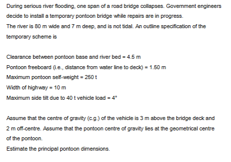 Solved During serious river flooding, one span of a road | Chegg.com