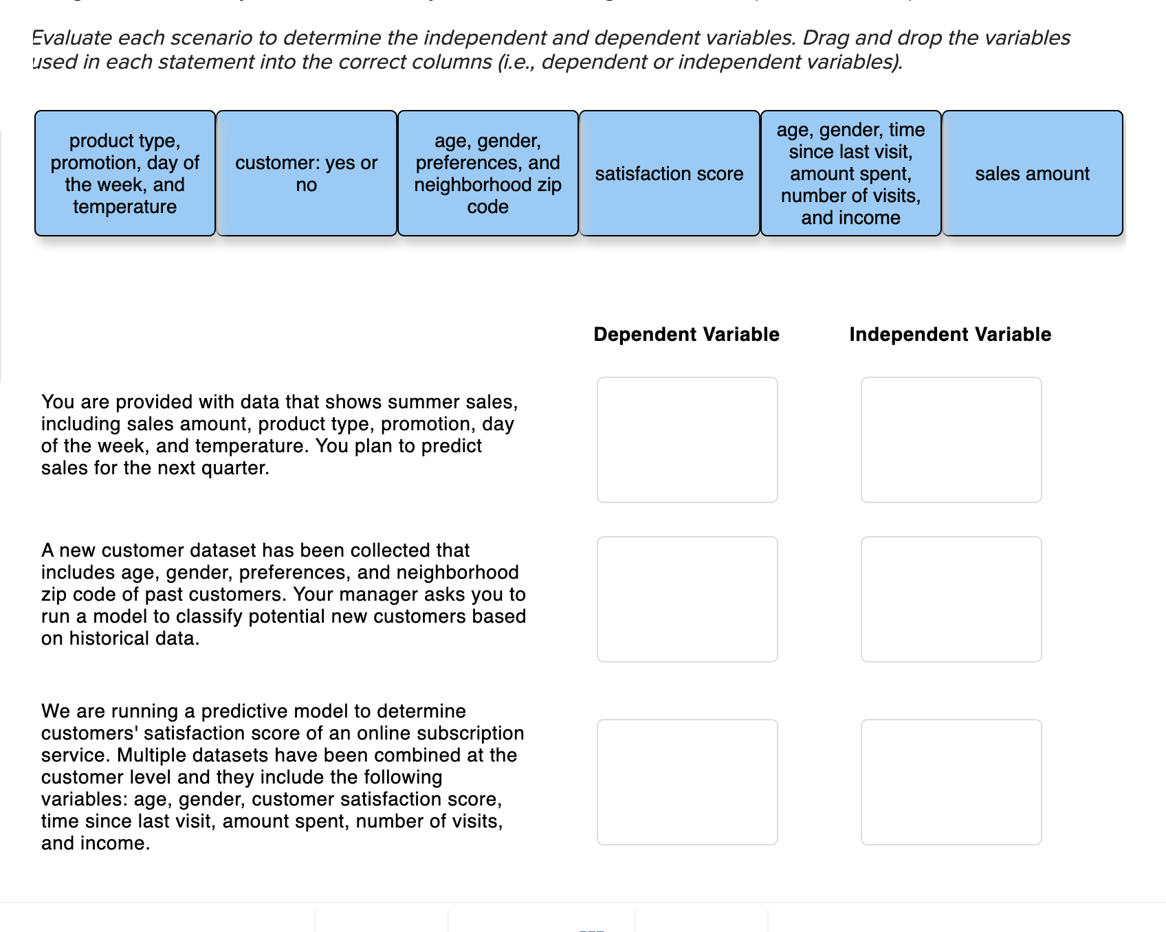 Solved Evaluate each scenario to determine the independent | Chegg.com