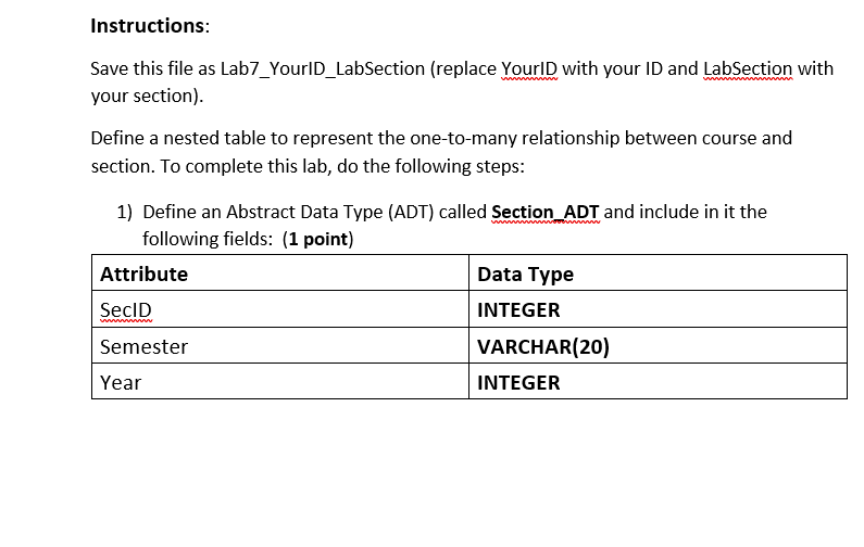 Solved 2) Use the CREATE TYPE command to create a nested | Chegg.com