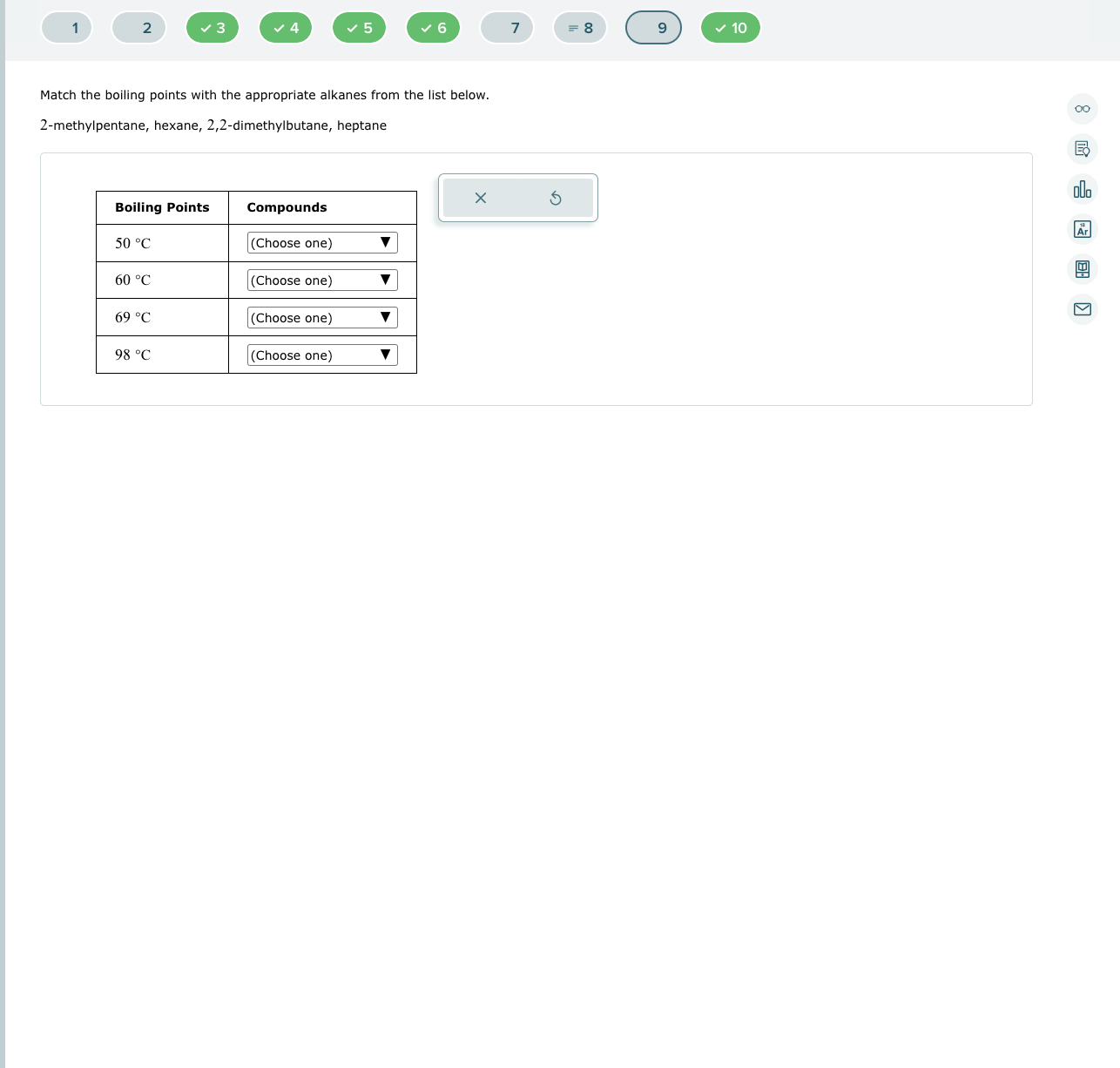 Solved Match the boiling points with the appropriate alkanes | Chegg.com