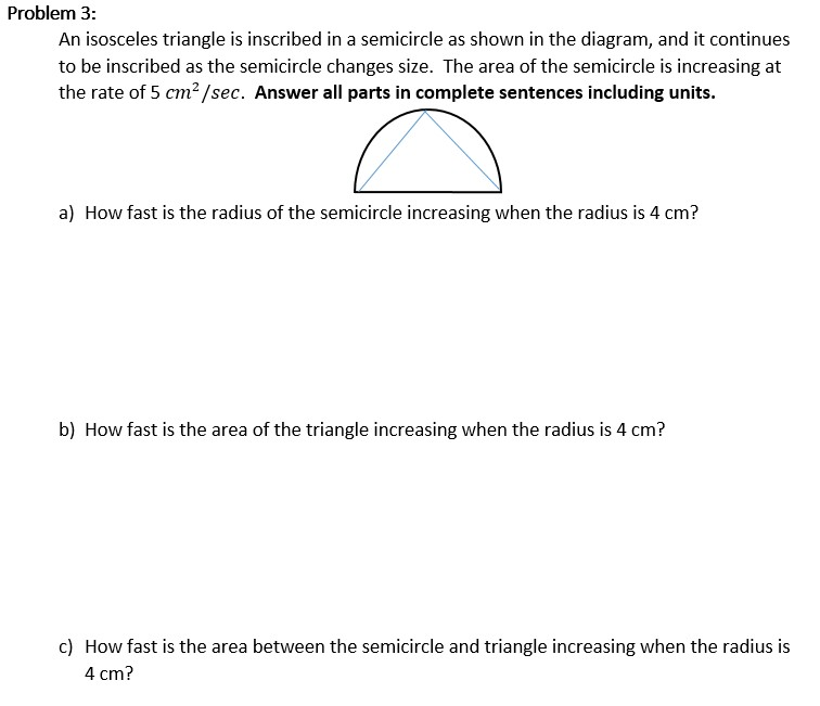 Solved Problem 3: An isosceles triangle is inscribed in a | Chegg.com