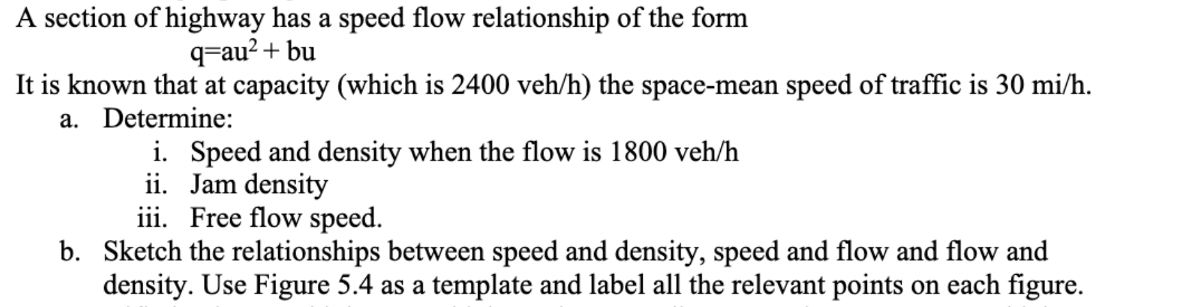 Solved A section of highway has a speed flow relationship of | Chegg.com