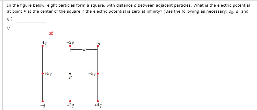 Solved In the figure below, eight particles form a square, | Chegg.com