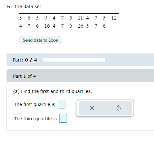 Solved For the data set Part: 0 / 4 Part 1 of 4 (a) Find the | Chegg.com