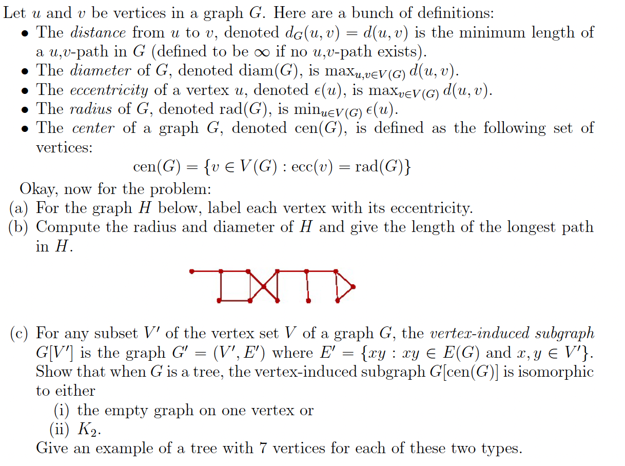 Solved Let u and v be vertices in a graph G. Here are a | Chegg.com