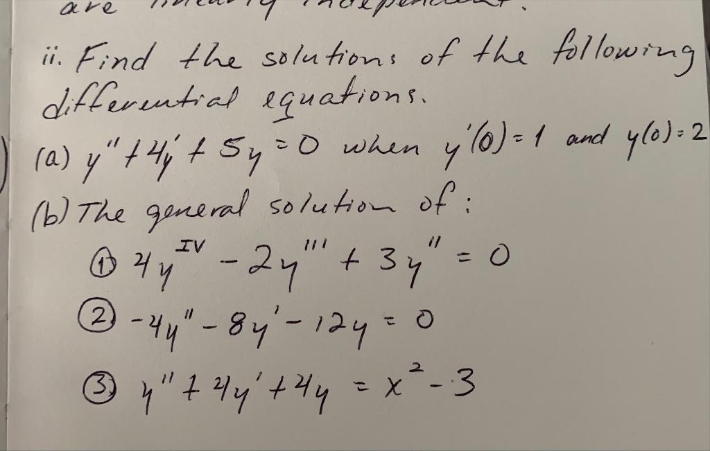 Solved are 2 ) Sy Y ii. Find the solutions of the following | Chegg.com
