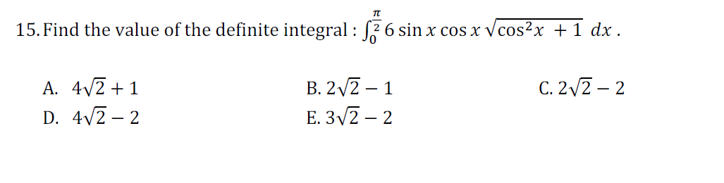 Solved Find the value of the definite integral : | Chegg.com