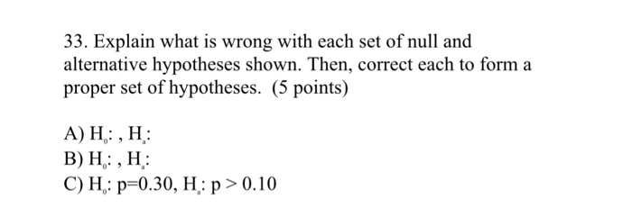 33. Explain what is wrong with each set of null and | Chegg.com