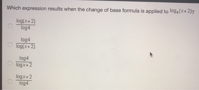 Solved Which expression results when the change of base | Chegg.com