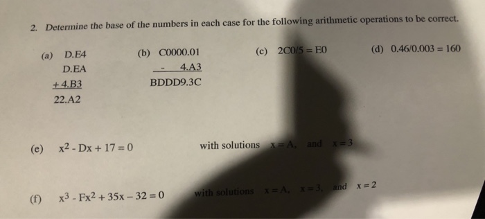 Solved 2. Determine the base of the numbers in each case for | Chegg.com