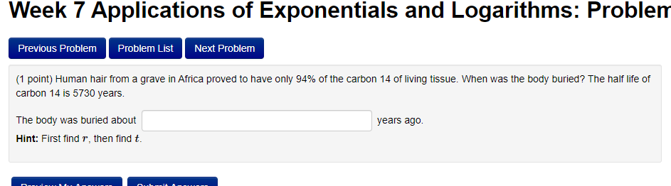 Solved Week 7 Applications of Exponentials and Logarithms: | Chegg.com
