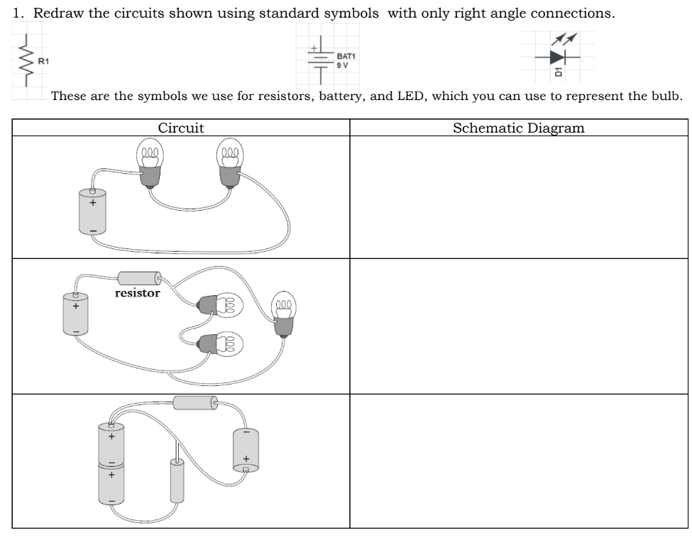 Solved 1. Redraw the circuits shown using standard symbols | Chegg.com