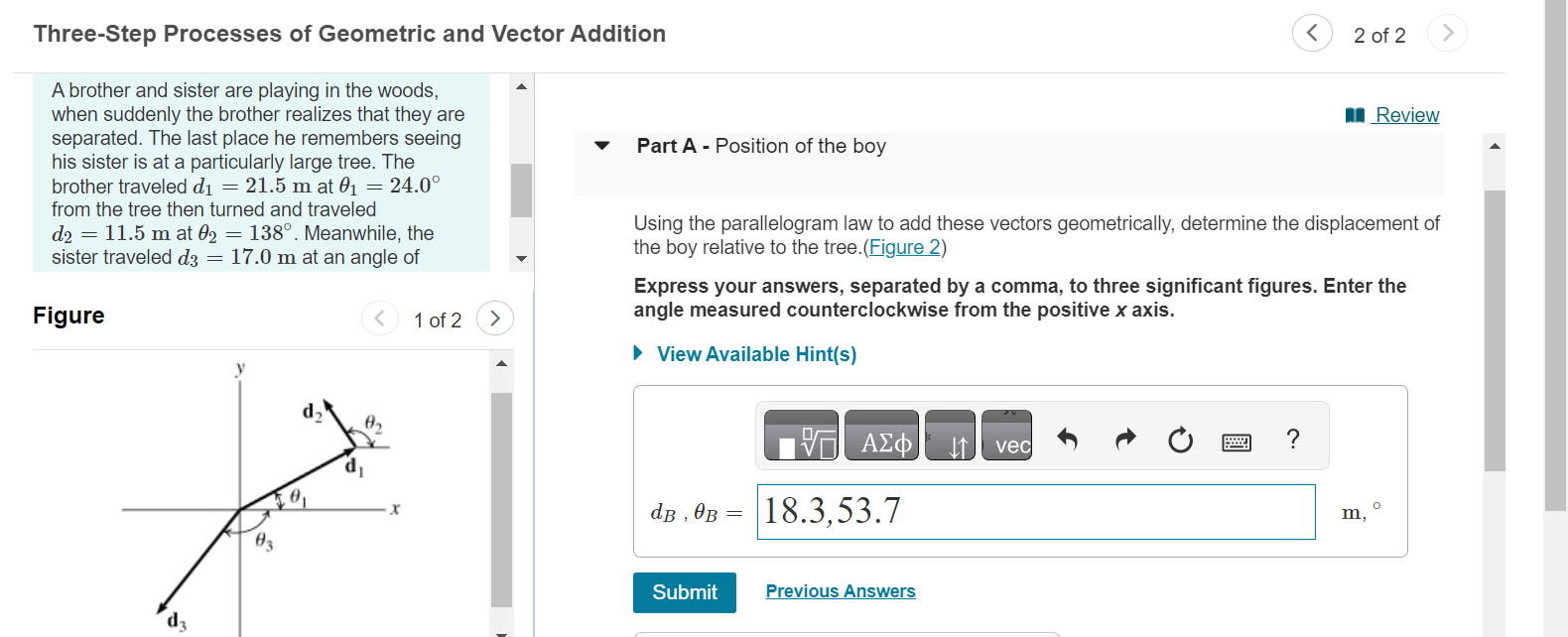 Solved Three-Step Processes of Geometric and Vector Addition | Chegg.com