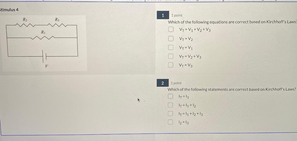 Solved Stimulus 4 1 R R; 1 point Which of the following | Chegg.com