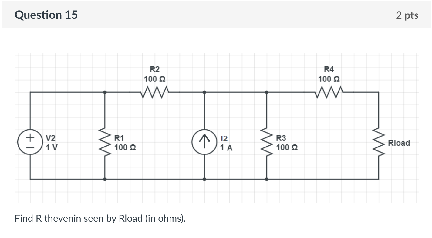 Solved Find R thevenin seen by Rload (in ohms). | Chegg.com