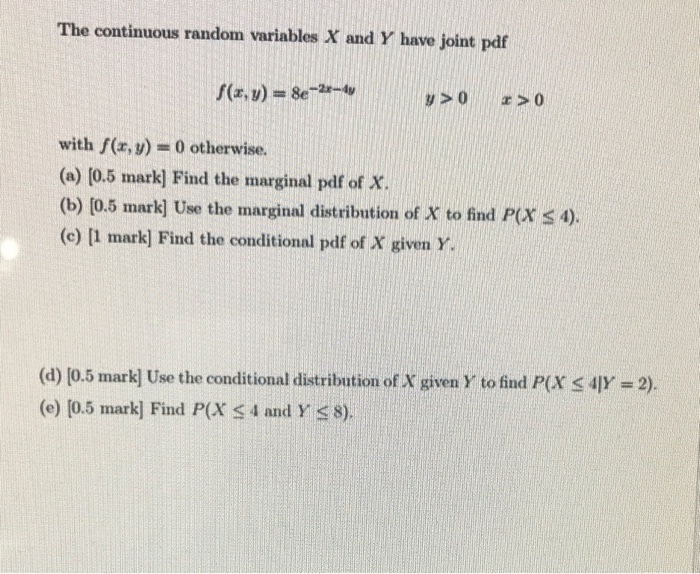 Solved The Continuous Random Variables X And Y Have Joint 7072